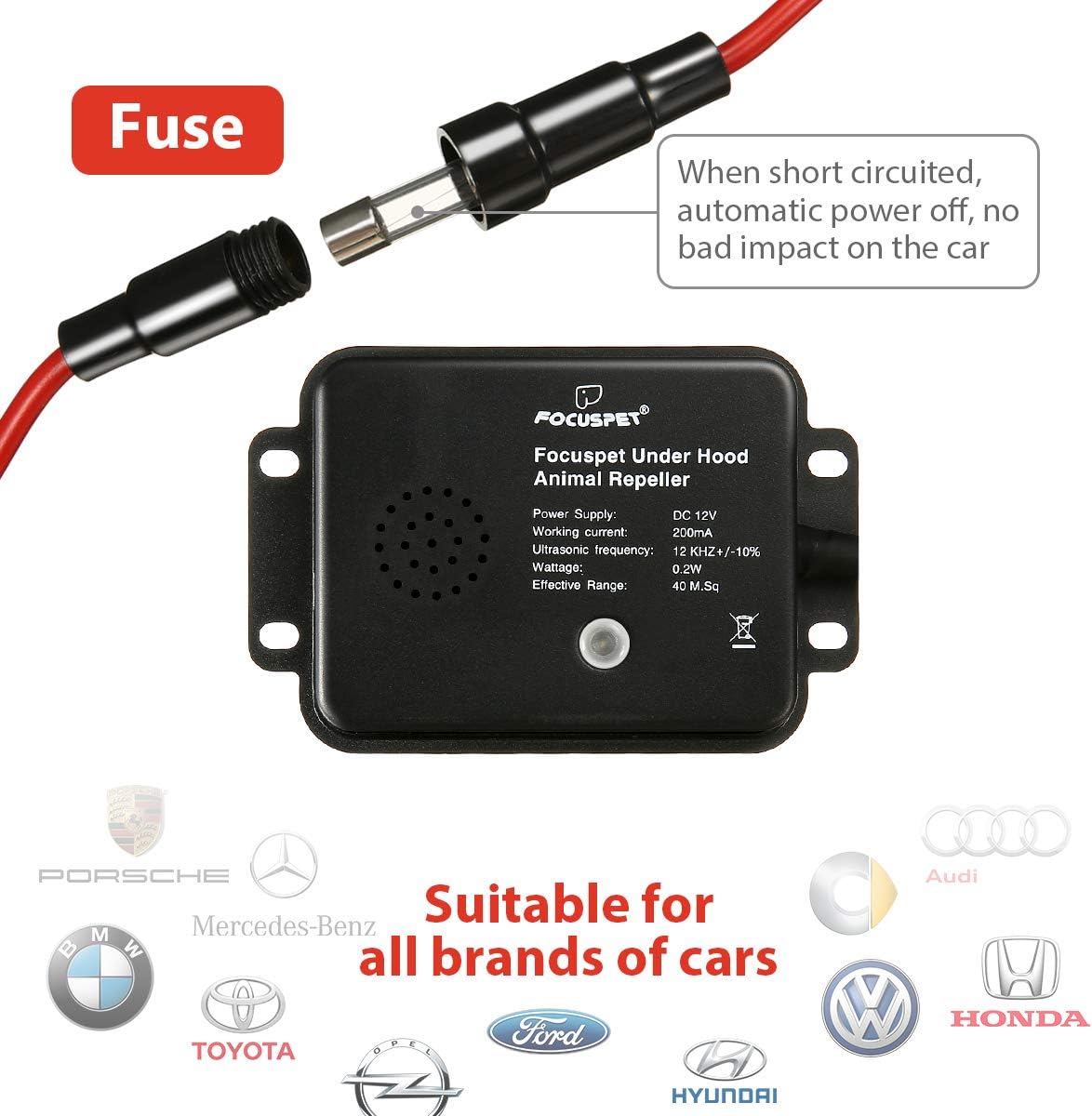 Focuspet Marten Repeller For Car, Rat Repeller Ultrasonic Pest Control ...