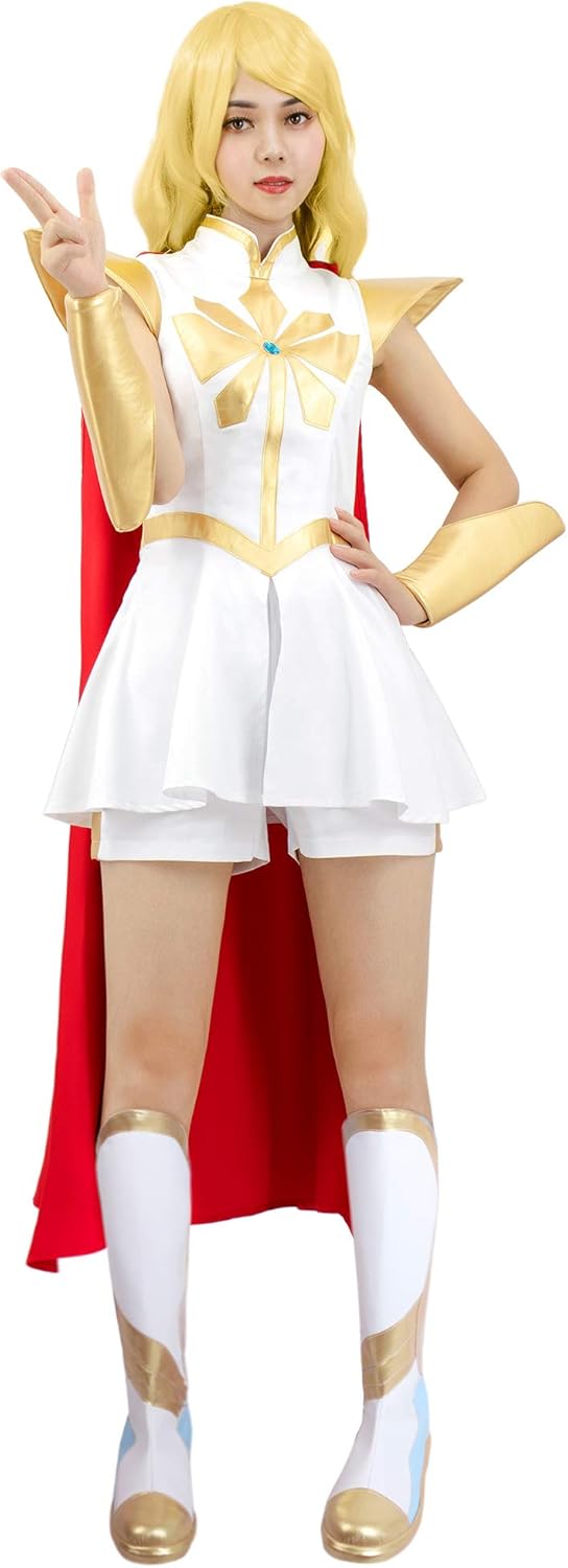 Amazon.com: C-ZOFEK Power Princess Shera Cosplay Dress with Red Cloak ...