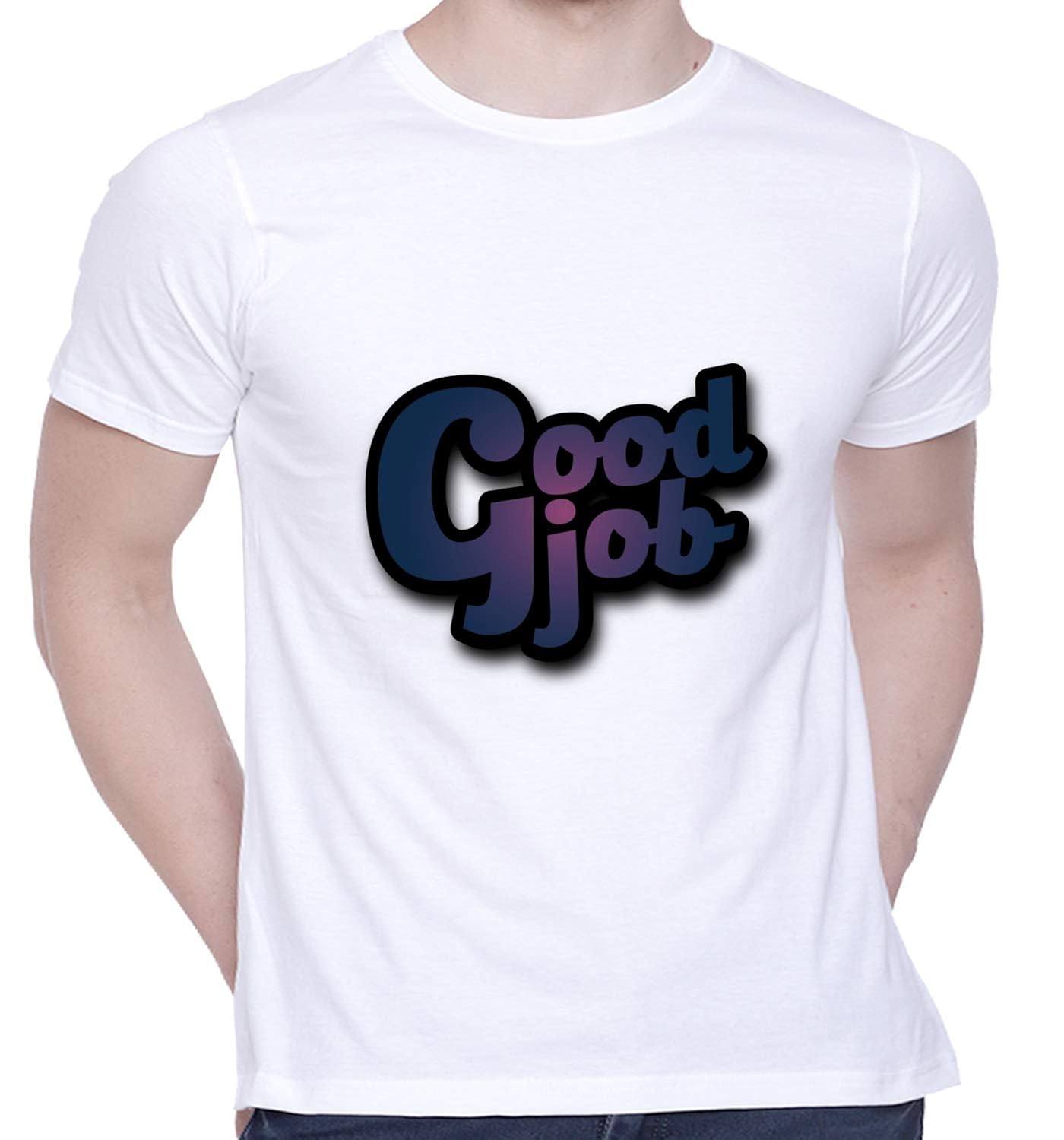 Buy CreativiT Graphic Printed T-Shirt for Unisex Good Job Tshirt ...