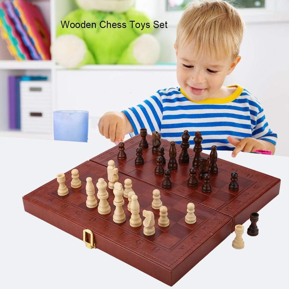 3-in-1 Chess Set, Wood Portable Travel Chess Set Chess /Checker and ...