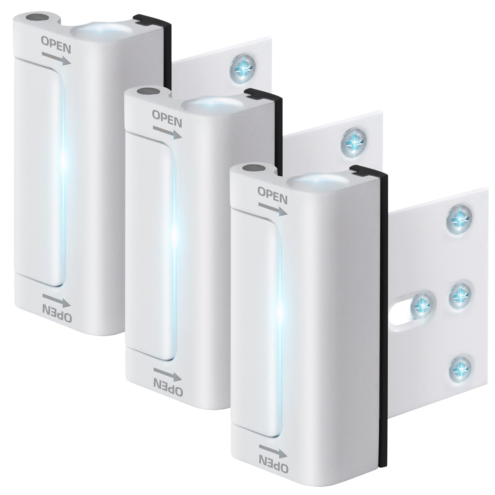 Home Security Door Reinforcement Lock, 3-Pack Upgraded White Front Door ...