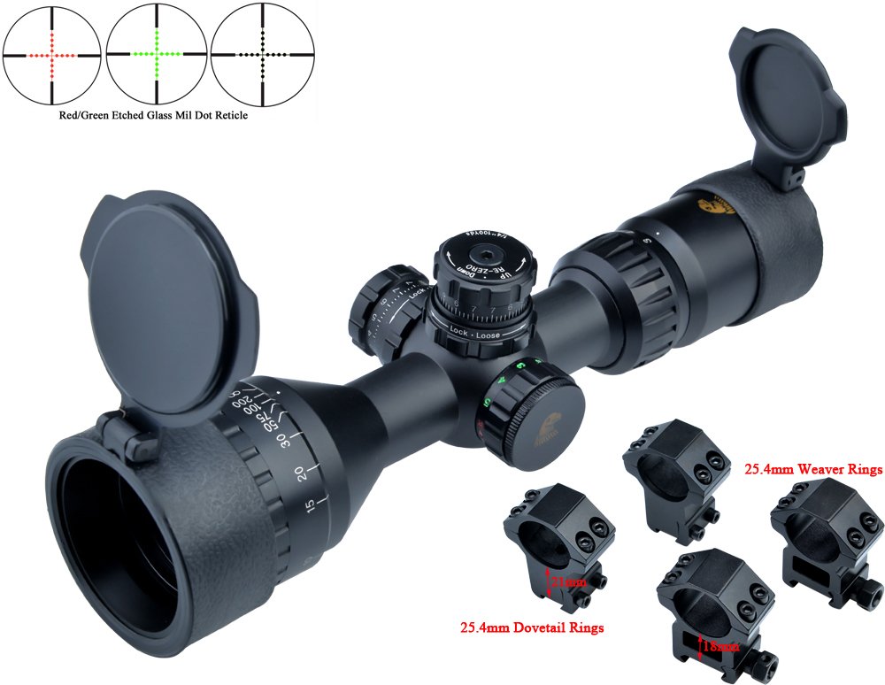 Amazon.com: Eagle Eye Rifle Scope 3-9x42 AOEG R/G Turrets with Lock and ...
