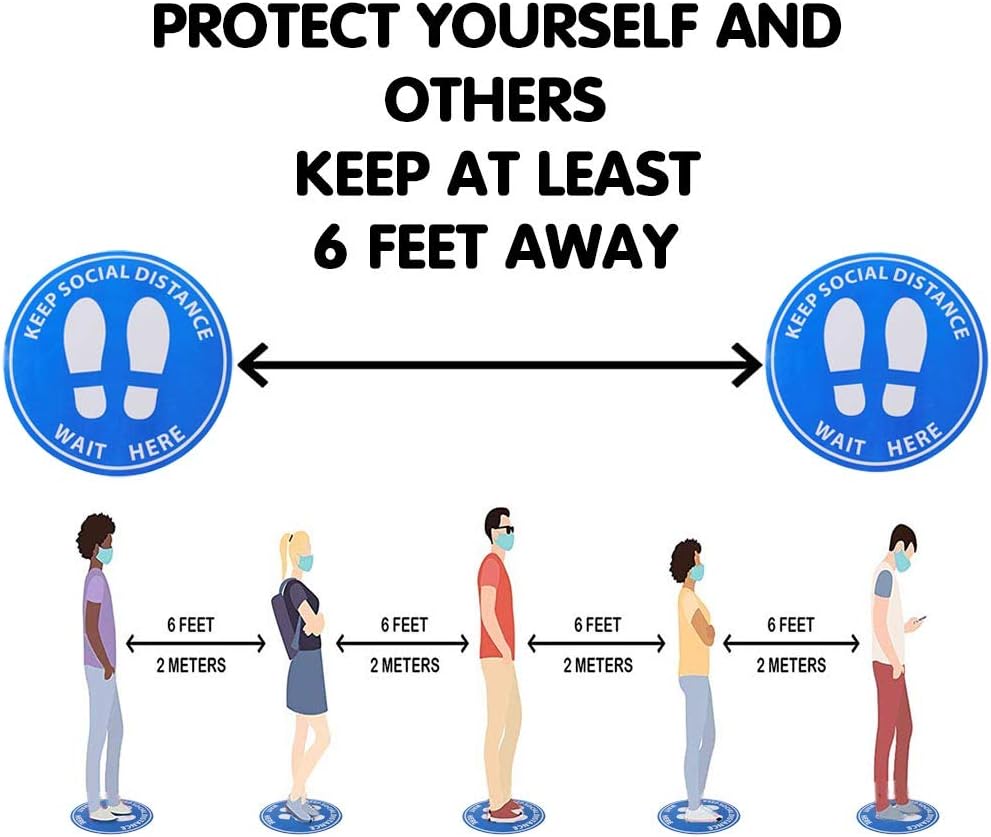 COPACHI Social Distancing Floor Decal Stickers, 6 Feet Notice Floor ...