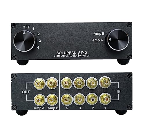 SOLUPEAK ST42 4-Way RCA Audio Switch Source Signal Input switcher ...