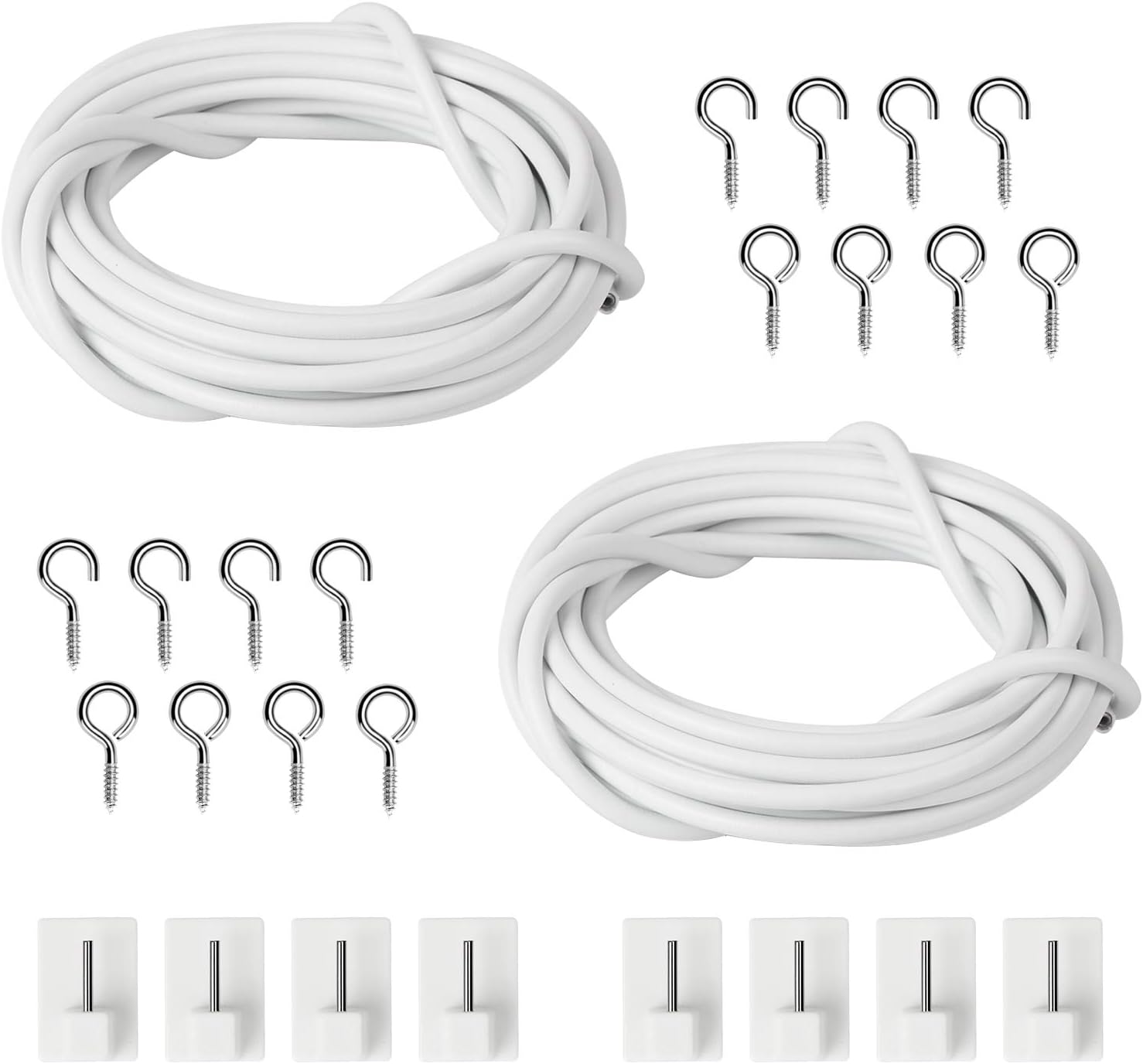 SEELOK 2pcs Curtain Wire Cable White Curtain Ropes with Self Adhesive ...