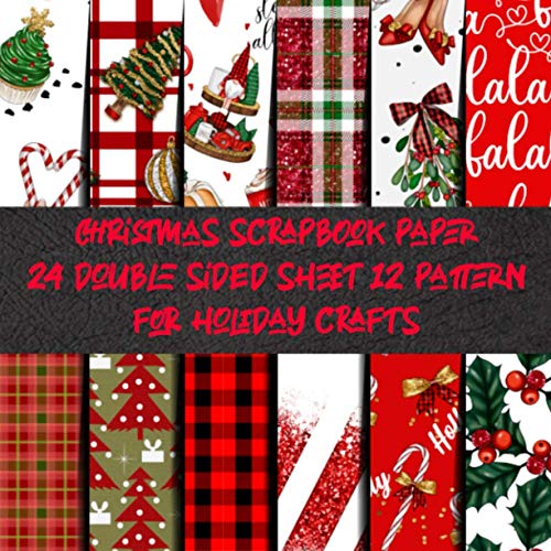 christmas scrapbook paper 48 double sided sheet 12 pattern for holiday ...