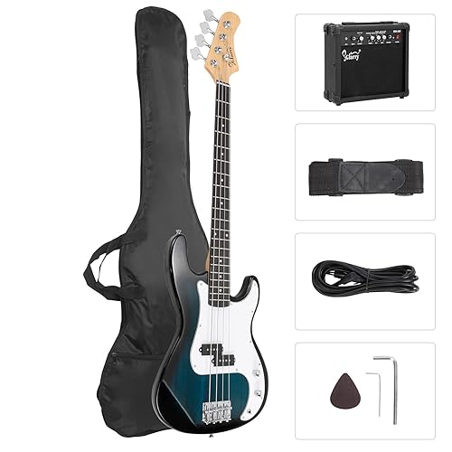GLARRY Full Size Electric Bass Guitar with 20W AMP, 4 String Beginner ...