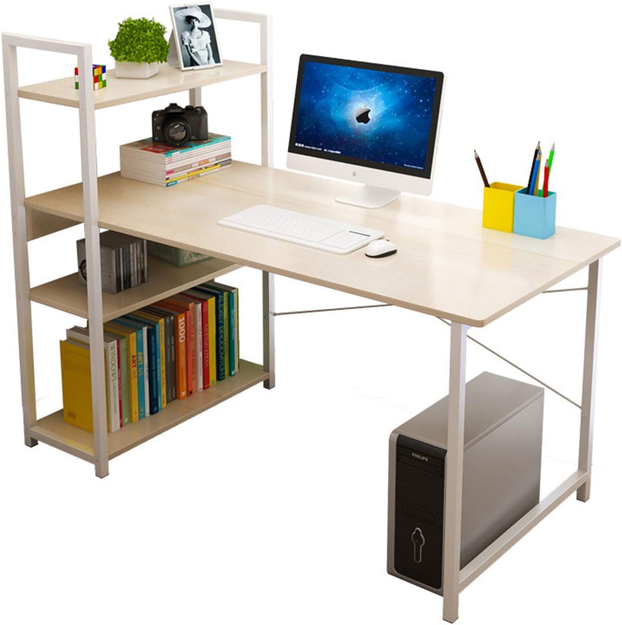 Anmas Power Computer Desk with 4 Shelves,PC Laptop Table Home Office ...