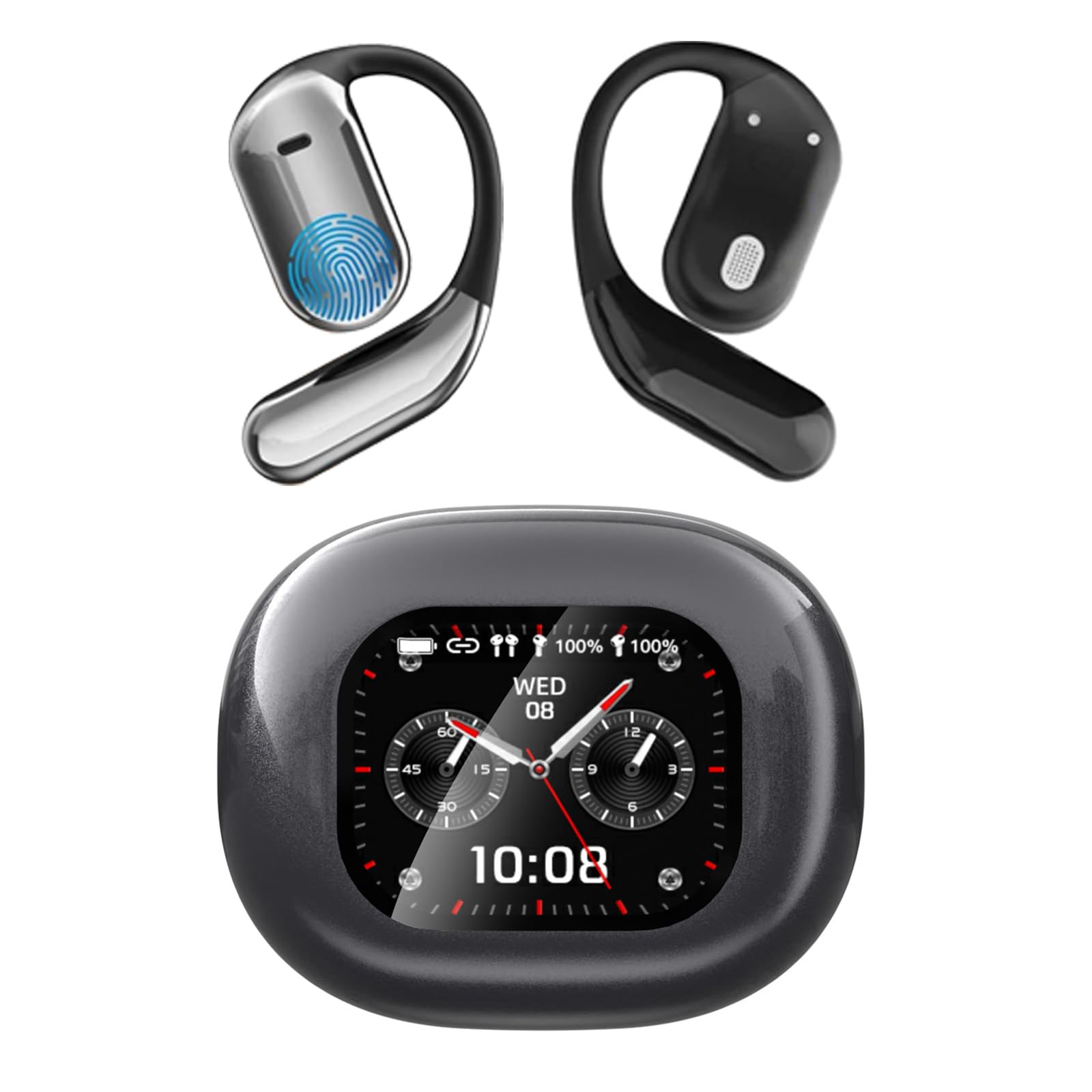 KESIEME Intelligent Touch Screen Open Ear Earbuds Bluetooth 5.4 ...