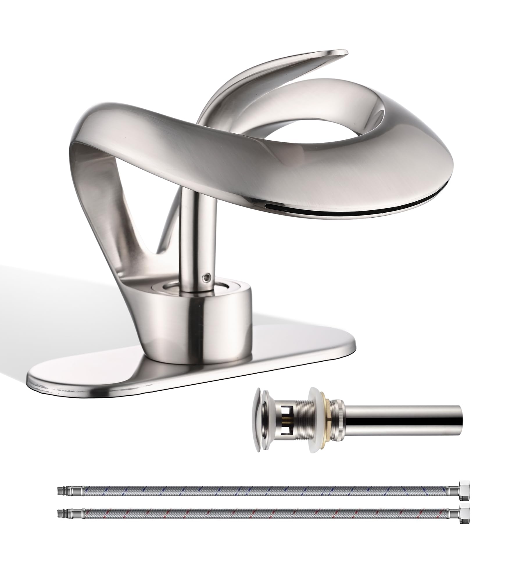 Elegant Bathroom Sink Faucet Single Hole,AUU Waterfall Brushed Nickel ...