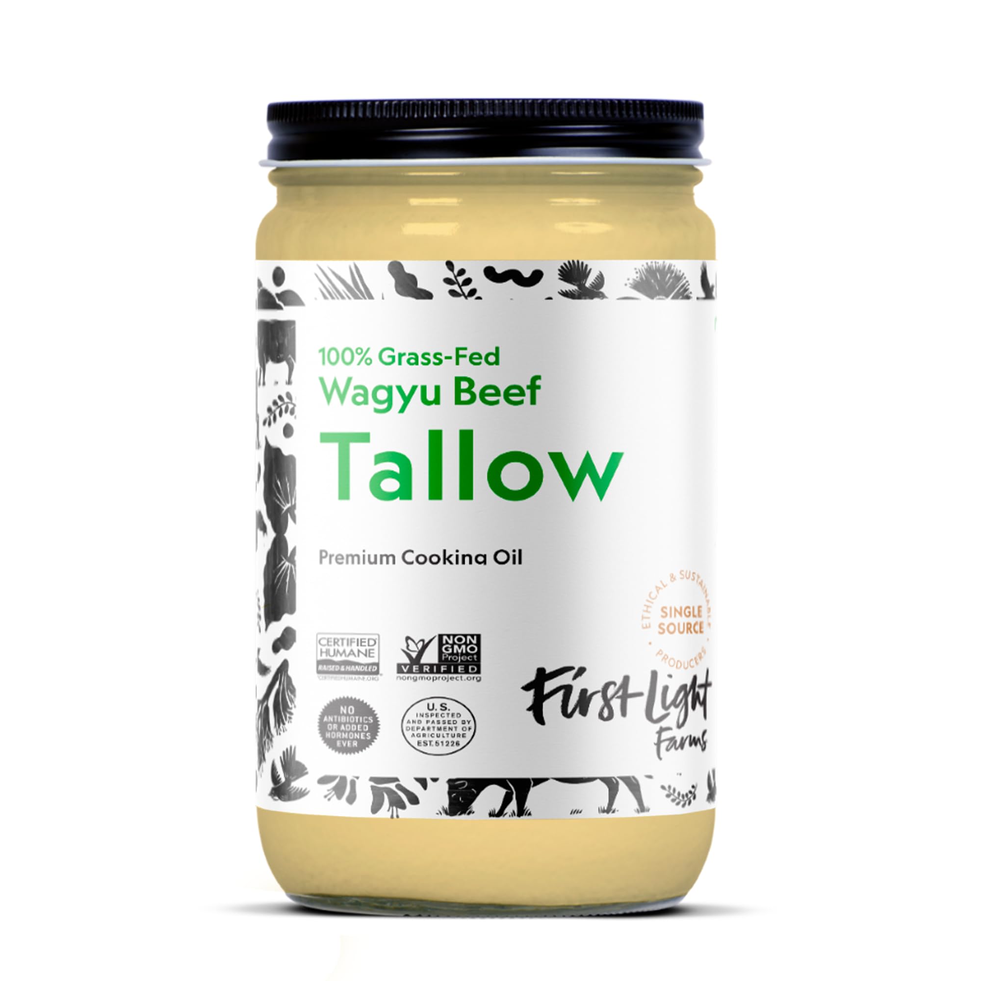 First Light Farms Wagyu Beef Tallow | 100% Grass-Fed & Finished, 14oz ...