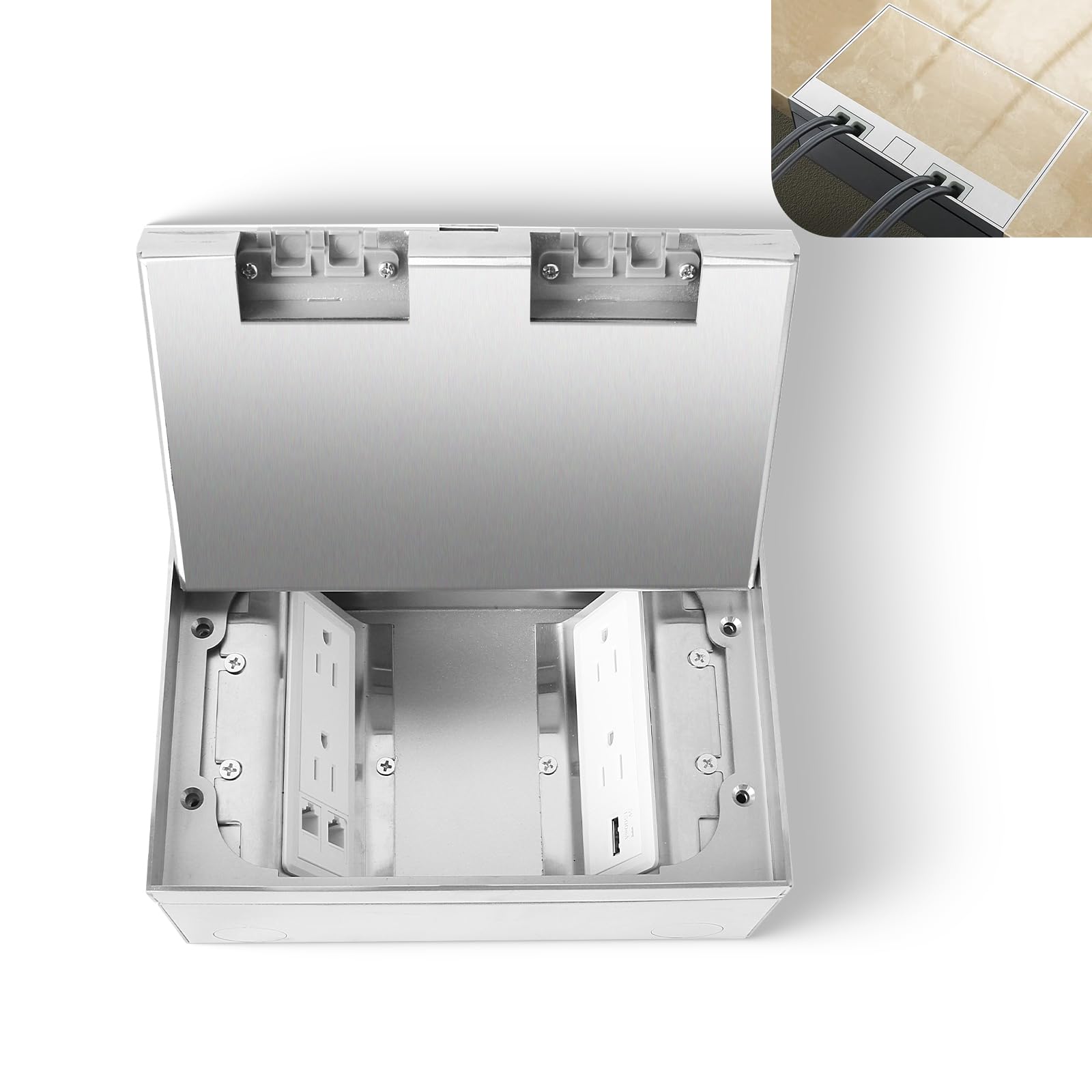 KYHSHJ Recessed Flat Hidden Socket Kit with 4 * 15A Receptacle+1 * 5V 1 ...