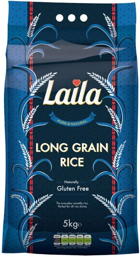 Laila Long Grain Rice 5 Kg - 100 % Gluten Free - Long Grain White ...