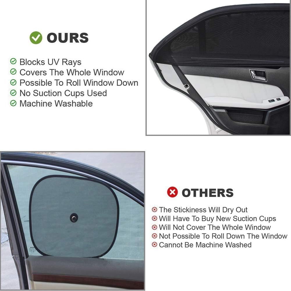 Infreecs Car Window Sun Shade Cover (2 Pack), Car Side Window Sunshades ...