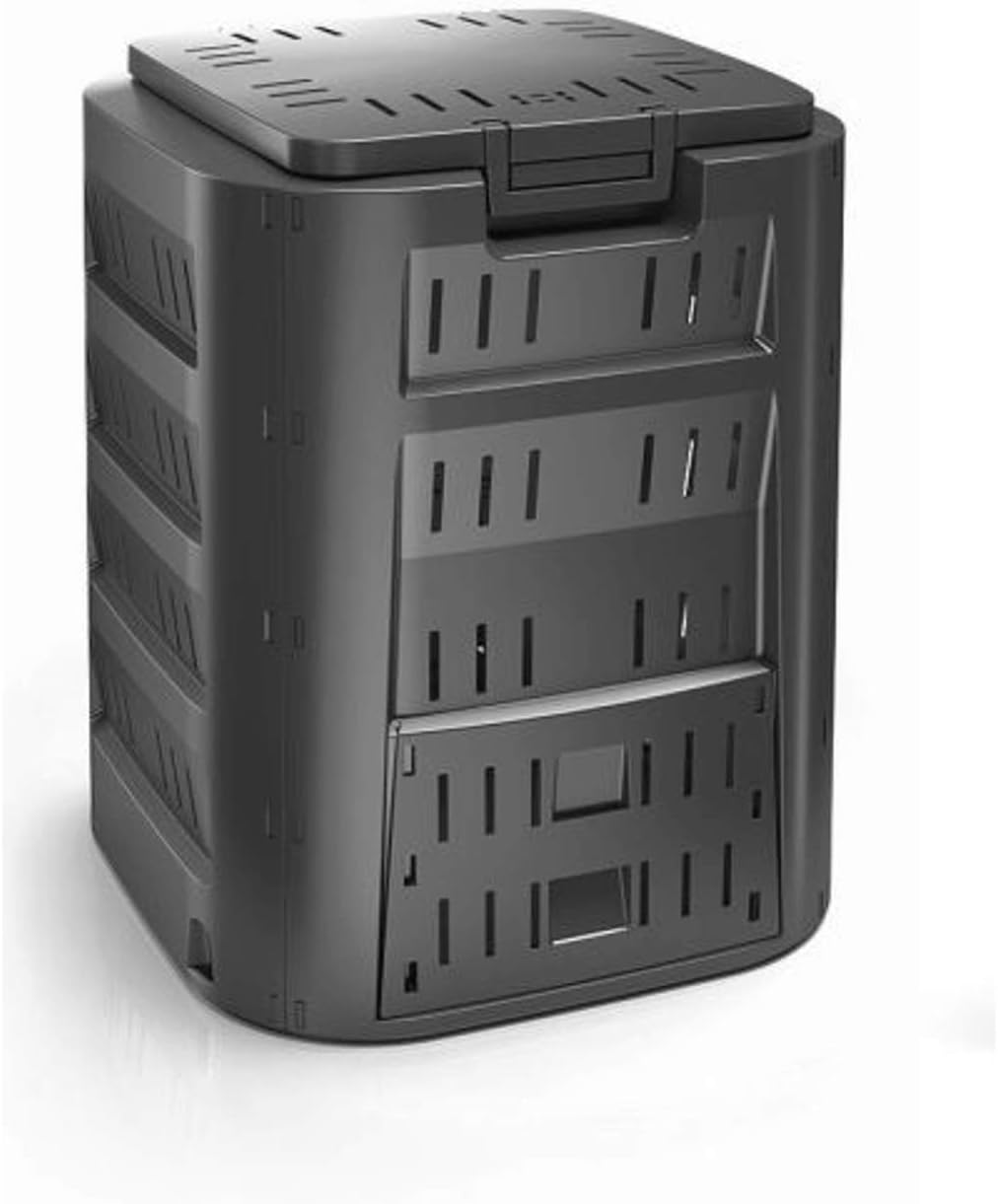Prosperplast Compogreen Garden Composter with Cover Sliding Flap Air ...
