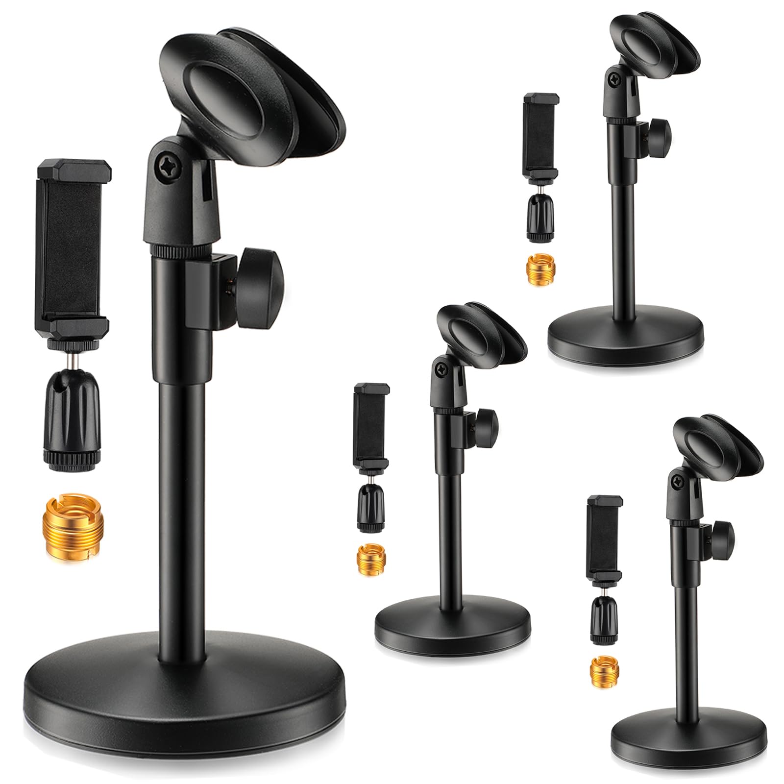 Hoteam 4 Pieces 3 in 1 Desktop Microphone Stand Adjustable Table Mic ...