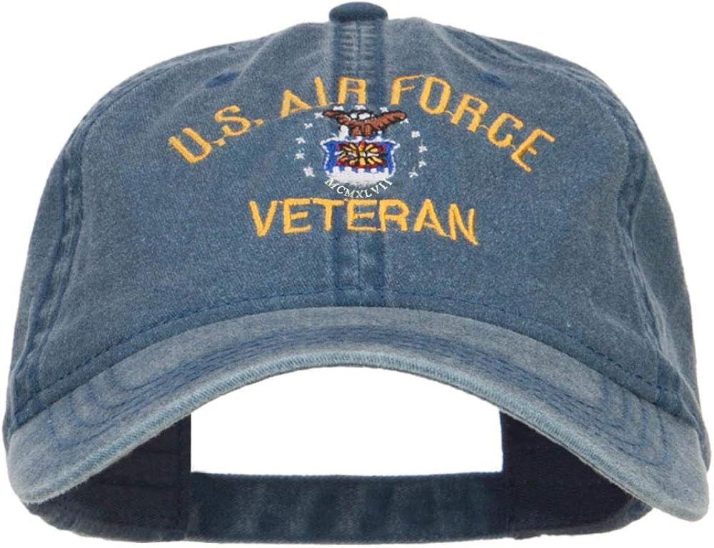 e4Hats.com US Air Force Veteran Military Embroidered Washed Cap - Navy ...