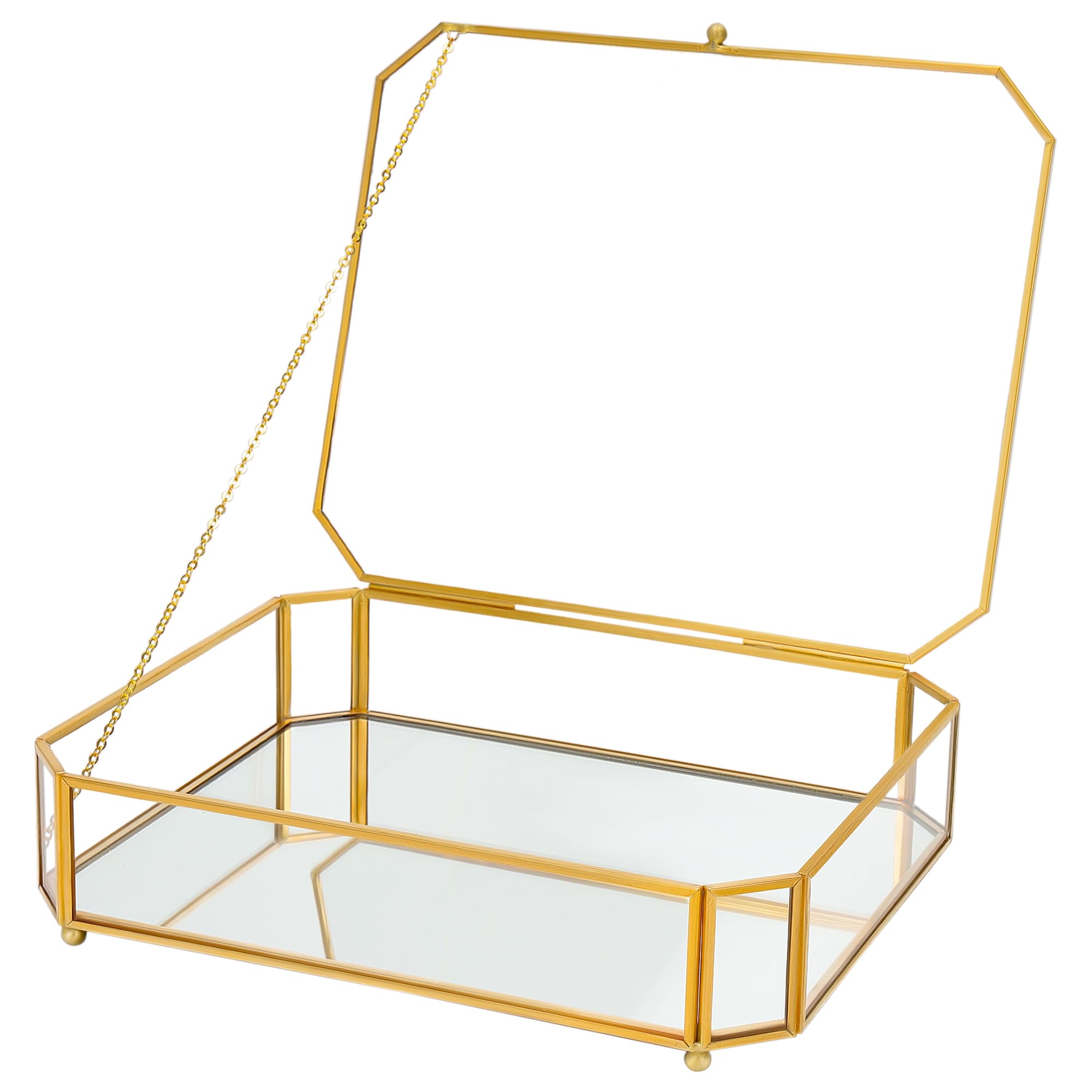 REDHUGO Large Glass Boxes for Display Handmade, Mirrored Bottom, Glass ...