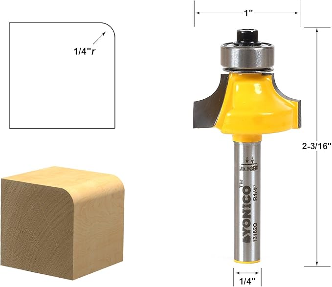 Yonico 13162q 1/4-Inch Radius Round Over Edge Forming Router Bit 1/4 ...