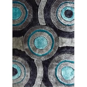 Amazon.com: Turquoise gray Modern Hand Carved Shag Area Rug ...