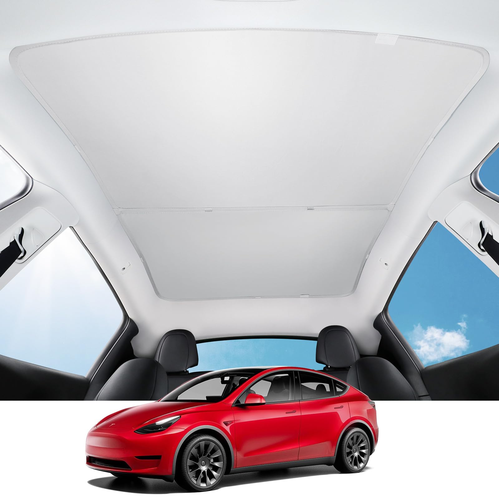 BASENOR 2025 Upgraded Tesla Model Y Glass Roof Sunshade with Storage ...