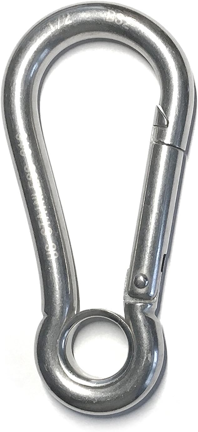 Amazon.com : Stainless Steel 316 Spring Hook with Eyelet Carabiner 1/2 ...