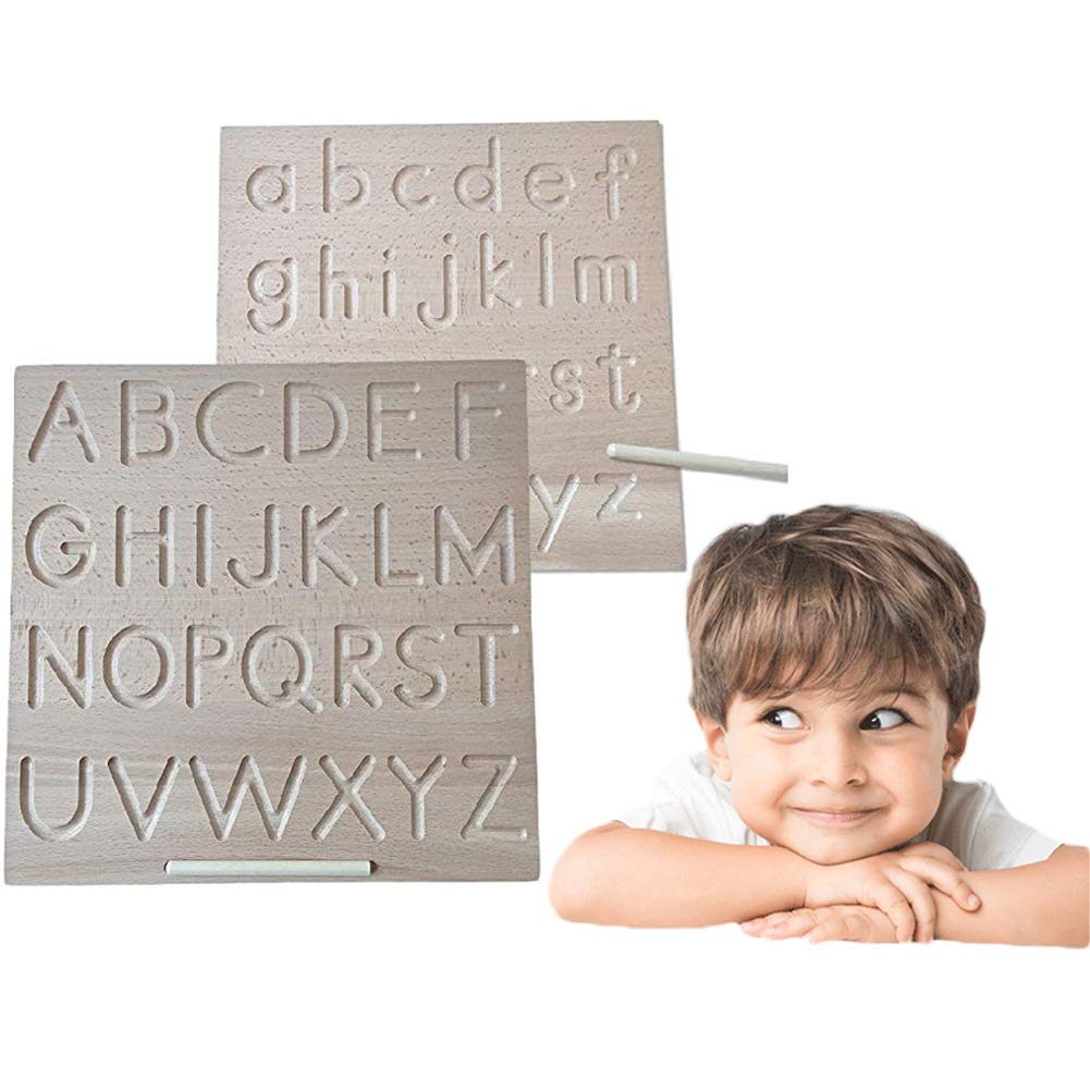 Buy WAQIAGO Wood Alphabet Tracing Board Montessori Wooden Letters