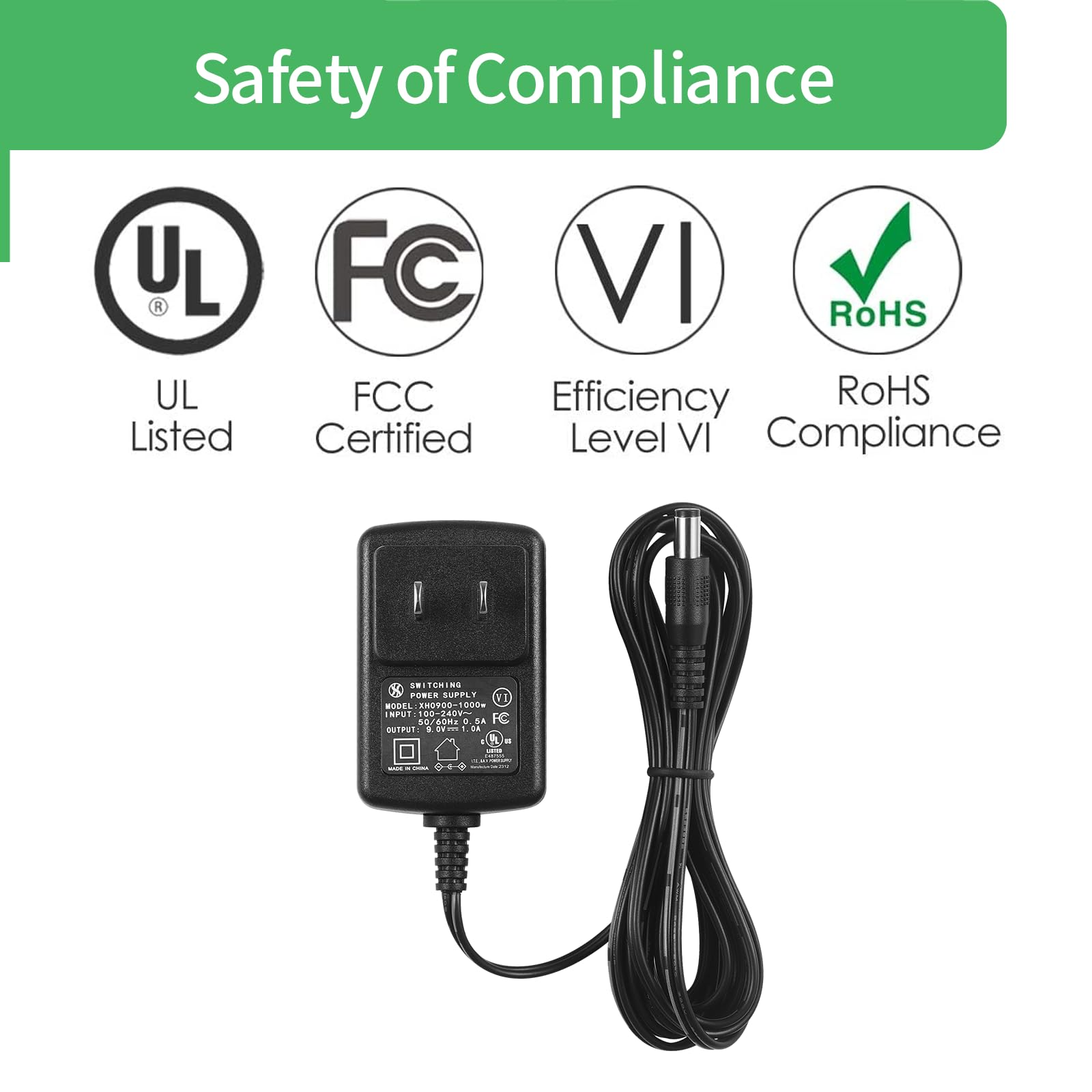 Mua Security-01 9V 1A Power Supply Adapter, DC Jack Center Positive ...