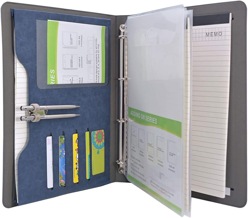 4-Ring Binder Padfolio with Expanded Document Bag, Business and ...