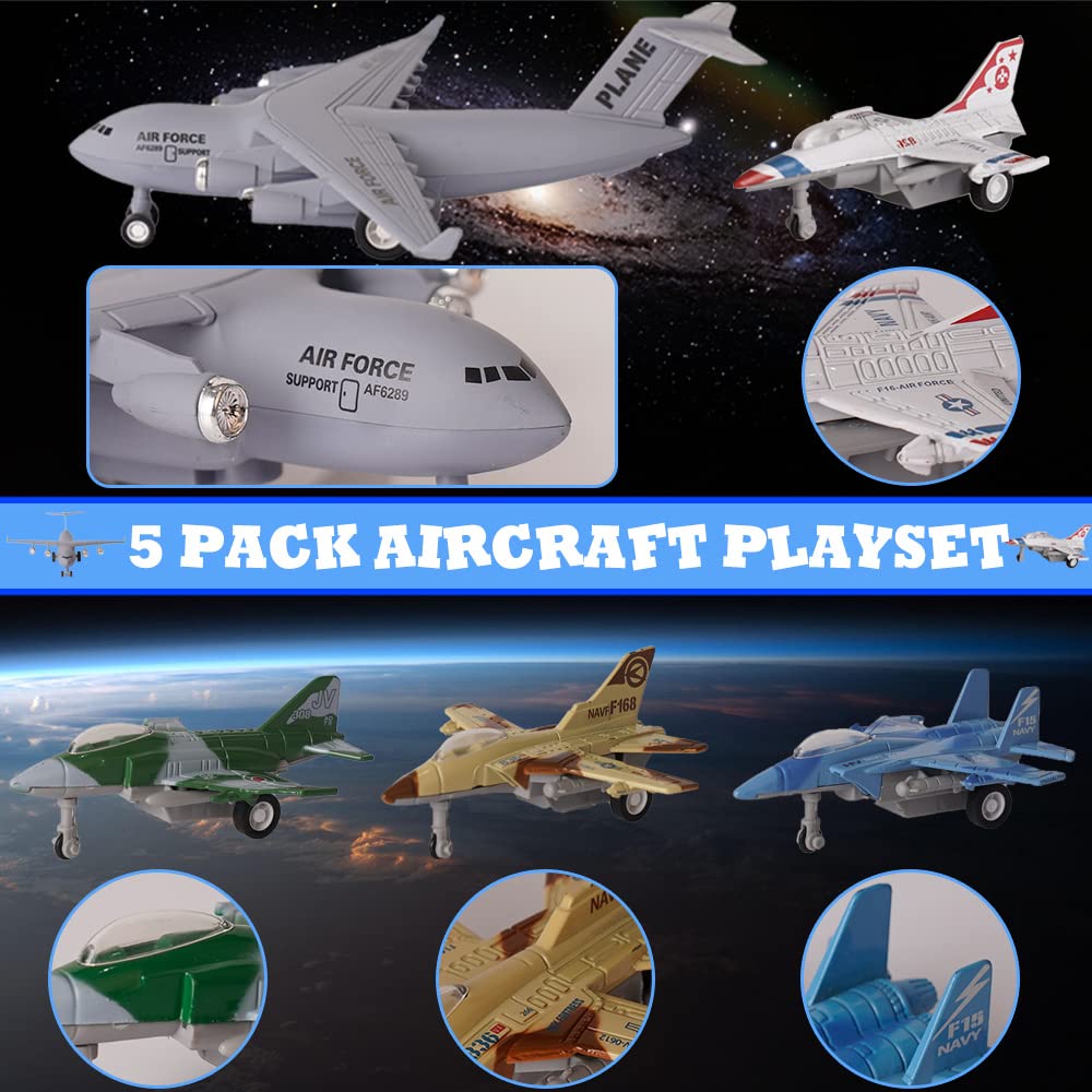 Mua Crelloci 5 Pack Army Airplane Toys Set Military Fighter Jet Die ...