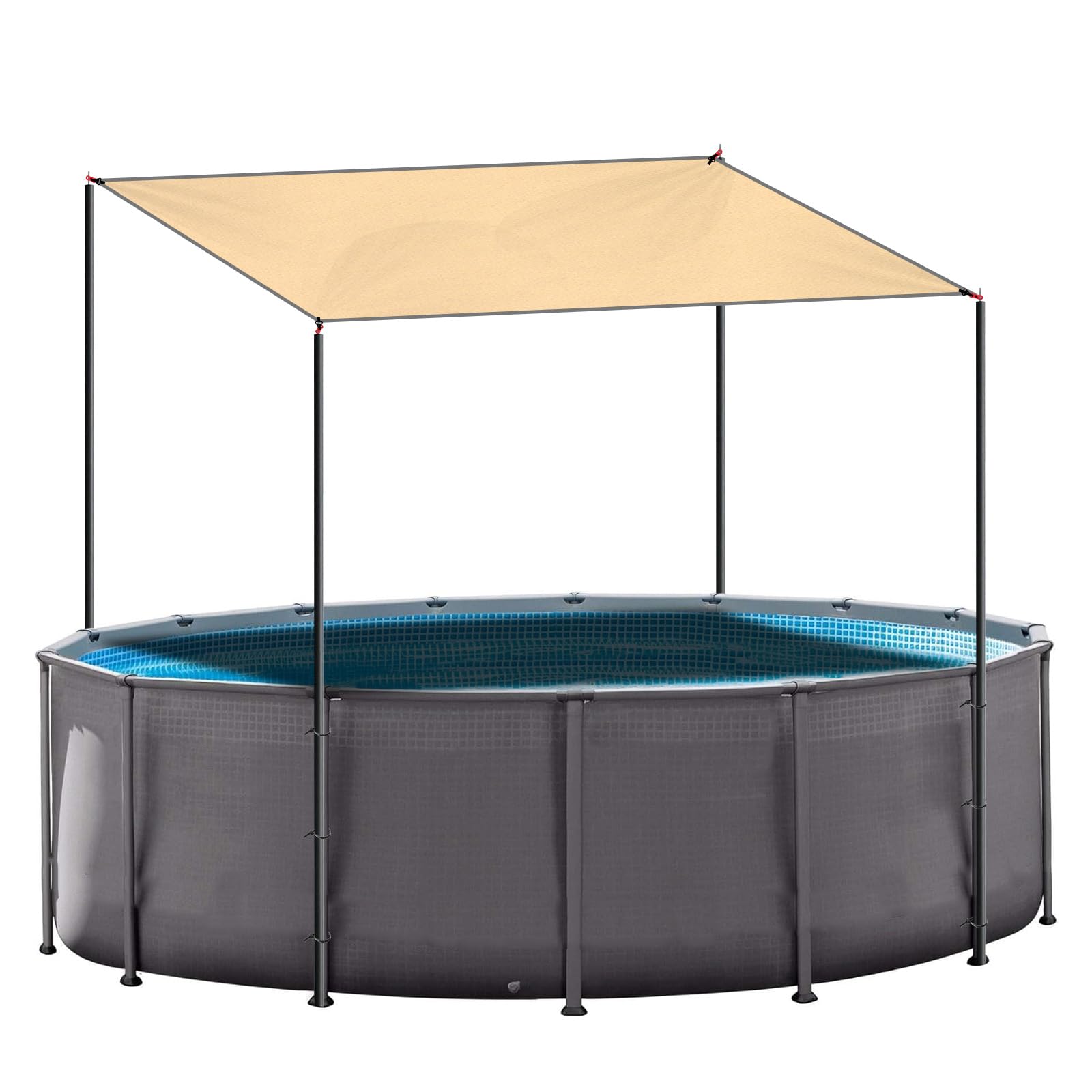 Above Ground Pool Shade Canopy with Steel Frame, 10'x10' 95% UV Block ...