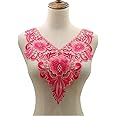 Amazon.com: Red Series Embroidery Rose Flower Lace Neckline Collar Fabric, DIY Lace Fabrics for ...