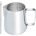 Amazon.com: CAMKYDE Stainless Steel Milk Frothing Pitcher 12 oz, Espresso Steaming Pitcher with ...
