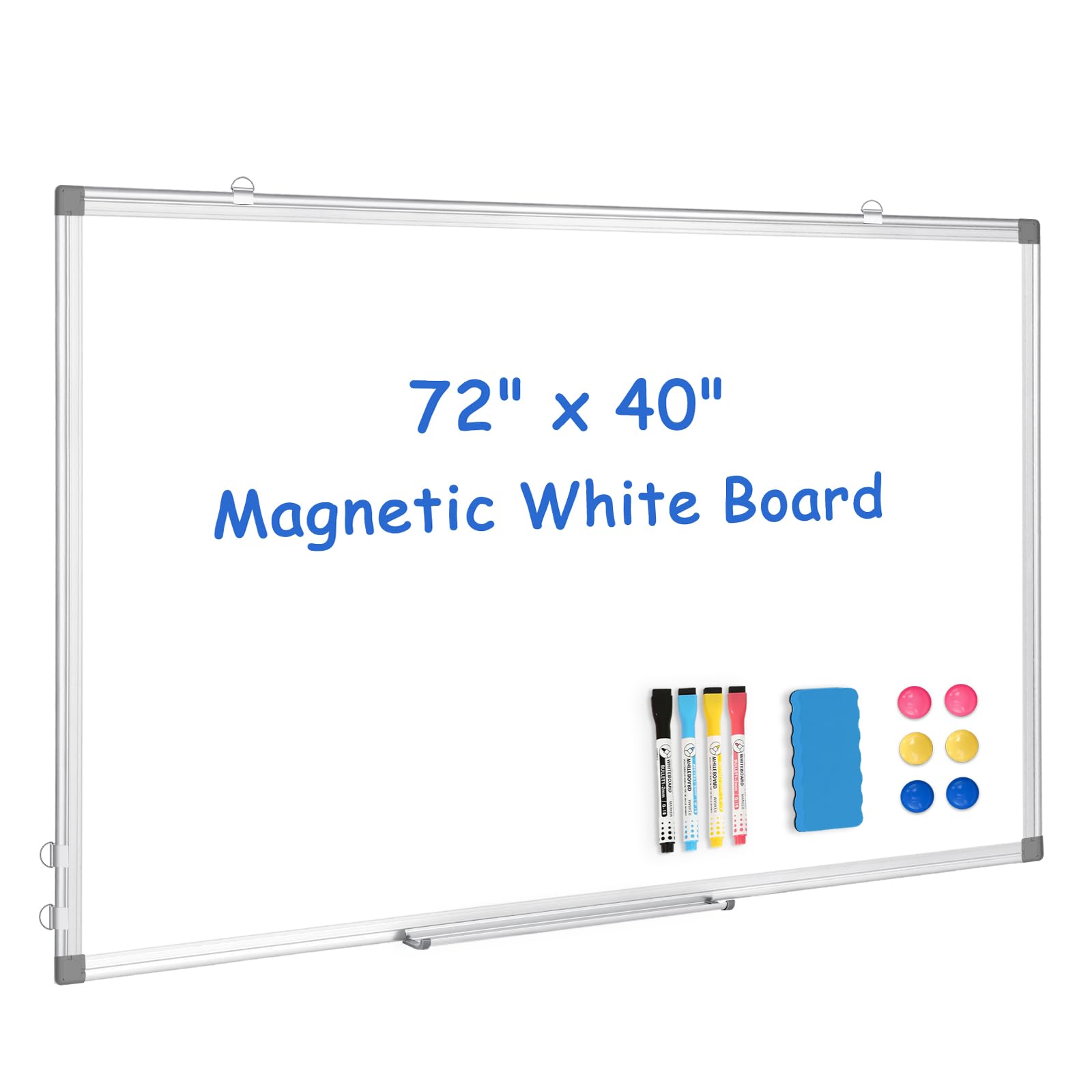 WALGLASS Large White Board, 72" x 40" Double-Sided Dry Erase Board ...