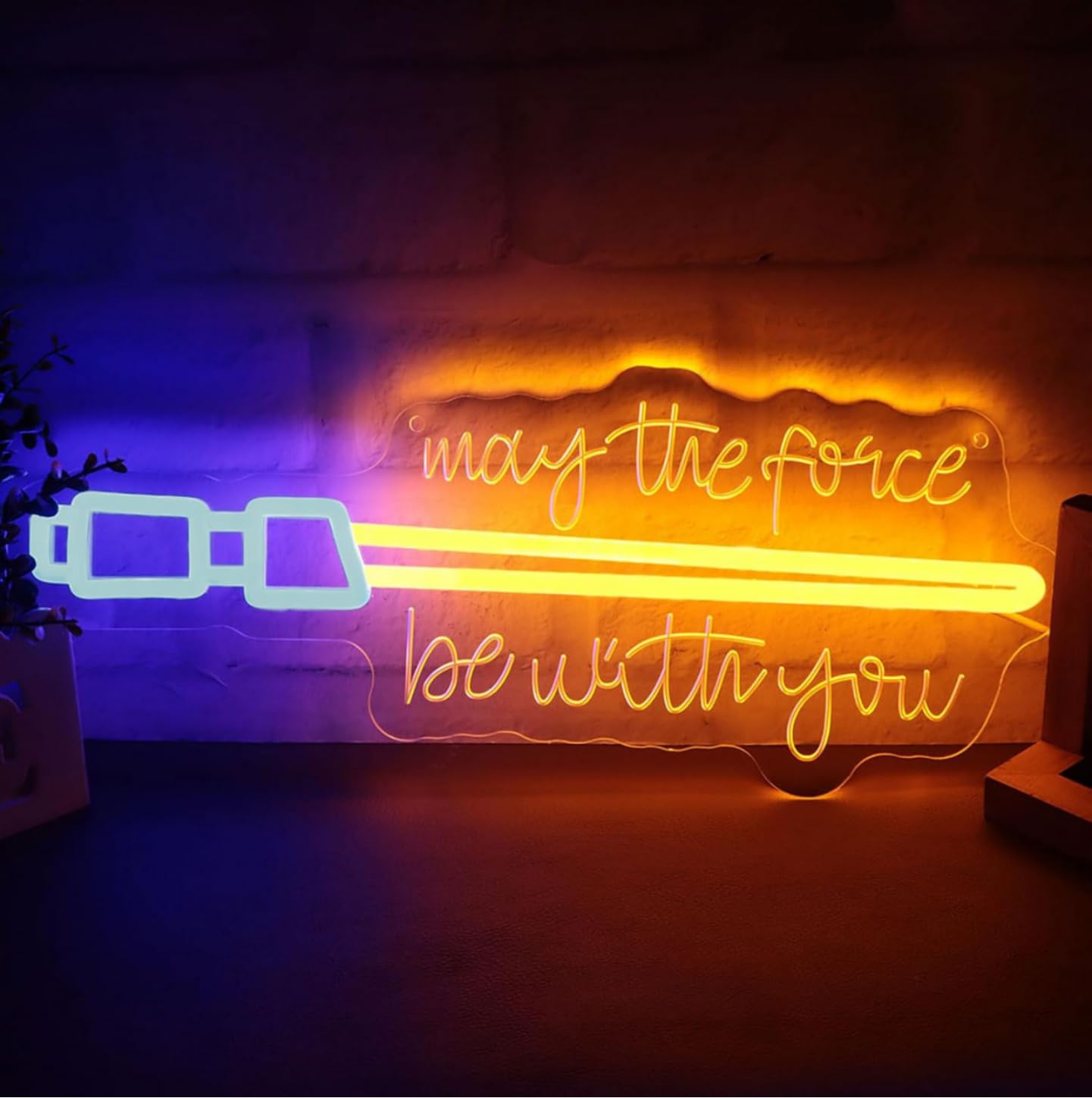 Lightsaber Neon Orange Sign May The Force Be With You Neon Lights for ...