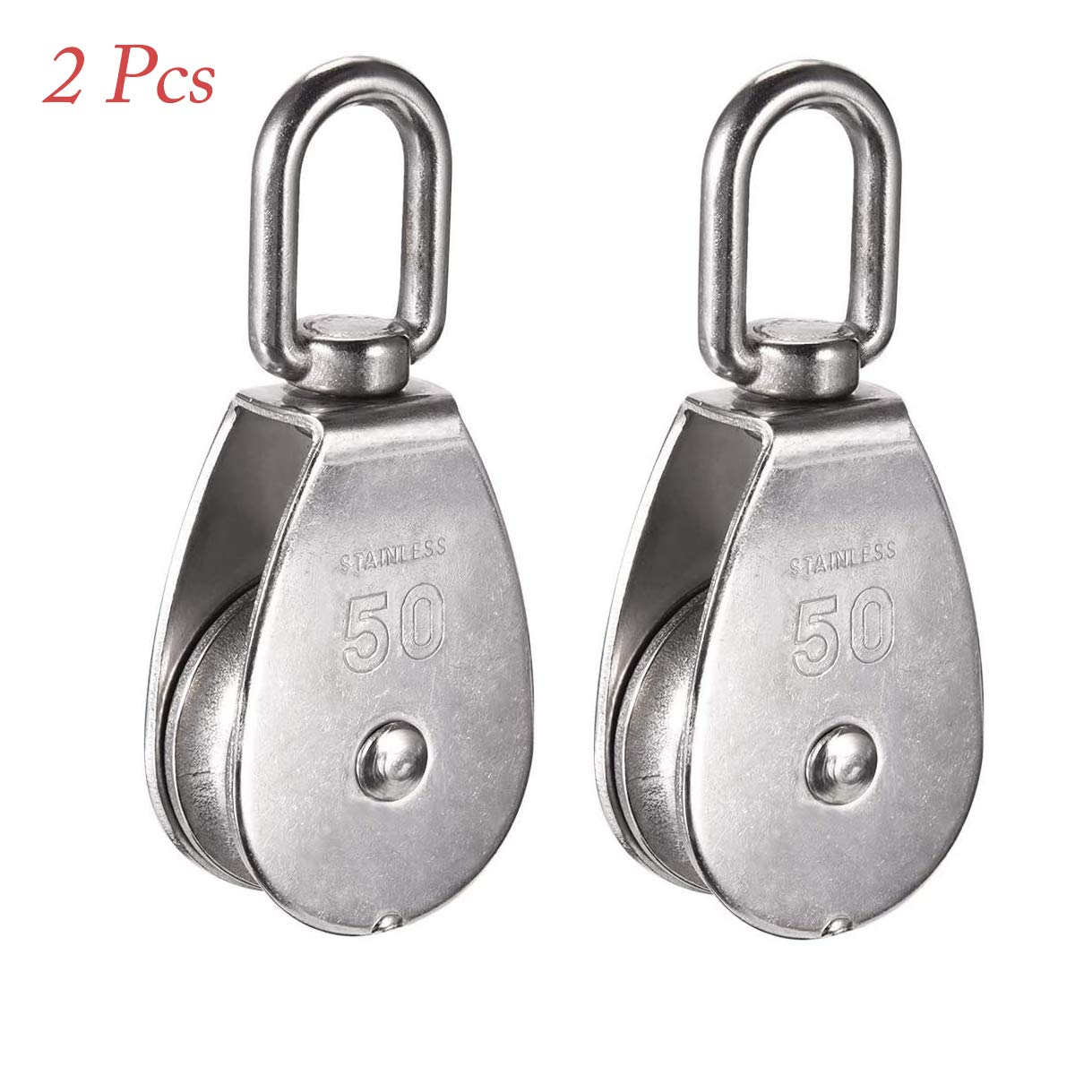 2Pcs M50 Single Pulley Block Heavy 304 Stainless Steel Pulley 400Kg ...
