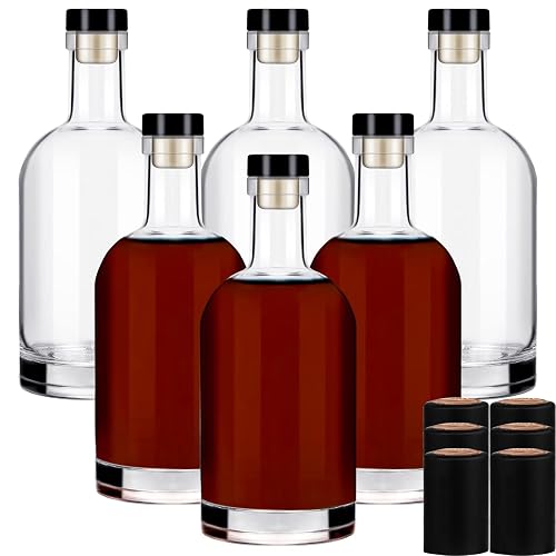 Liengoron Wine Bottle 6PCS 500 ML Glass Bottles with Lids 16 oz Clear ...