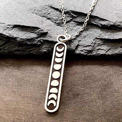 Amazon.com: Moon Phase Necklace Sterling Silver, 20": Handmade