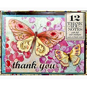 Amazon.com : Punch Studio Set of 12 Boxed Blank Note Cards ~ Pink ...