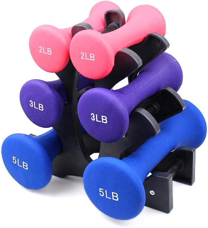 Sotech - Dumbell Set, Ladies Weights, Dull polish, Pink/Purple/Blue ...