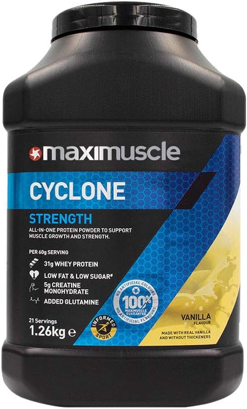MAXIMUSCLE Cyclone Protein Powder Vanilla Flavour,1.26 kg: Amazon.co.uk ...