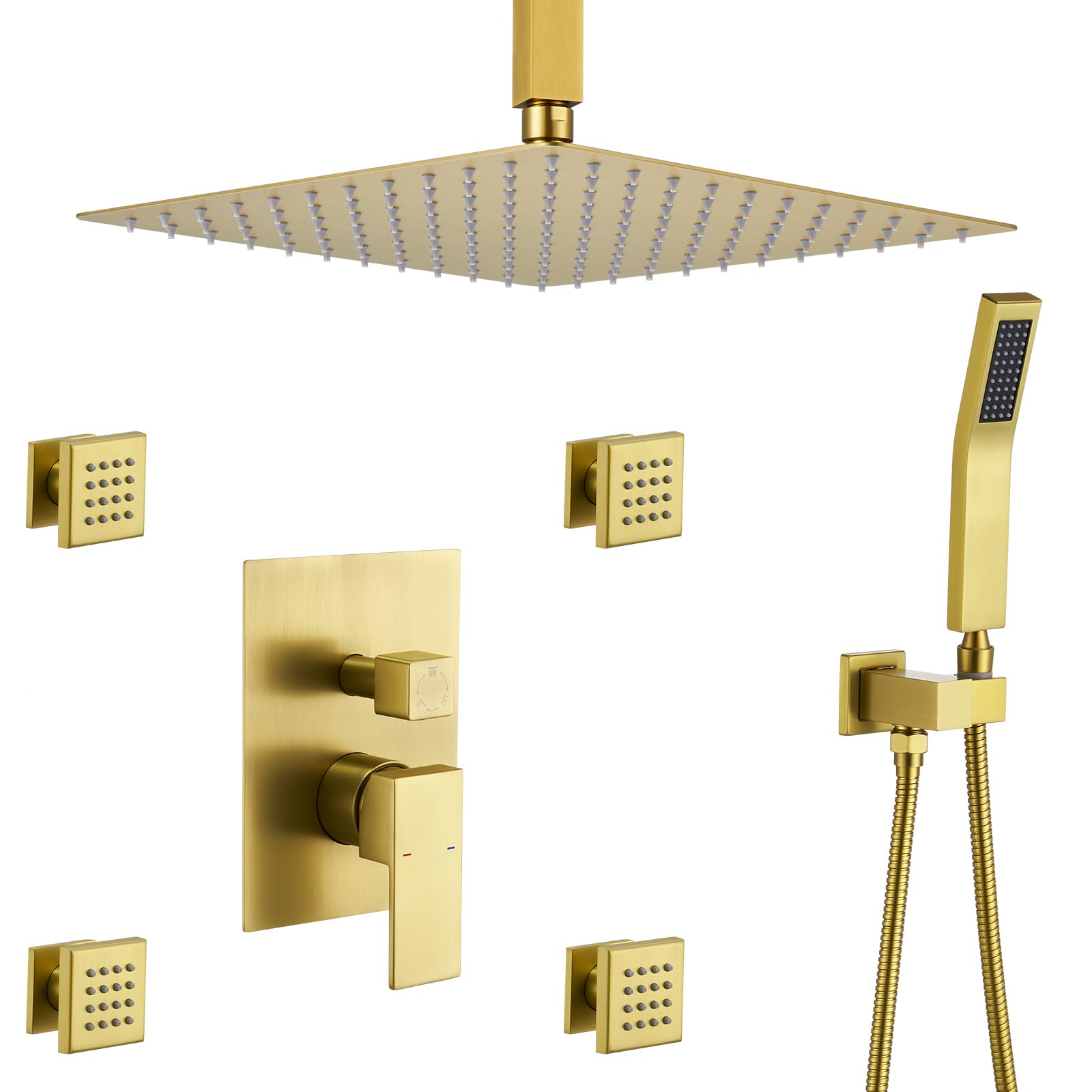 Romcebath Rain Shower System With Complete 4 Pcs Body Sprays Jets And ...