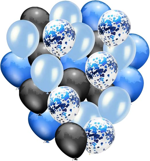 Globos Azul y Negro | Latex y Confeti Azul (Blue) | Globos Decoración ...