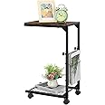 C Shaped Side Table with Wheels End Table for Small Spaces C Table Adjustable Height Couch Sofa ...