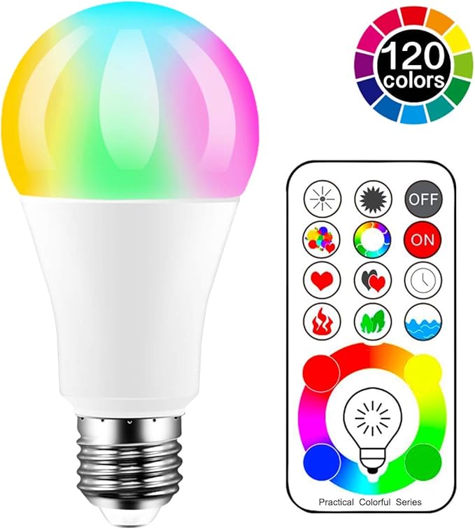 iLC LED Lampadine Colorate Edison Cambiare colore Lampadina RGB+Bianca Dimmerabile - 120 Scelte ...