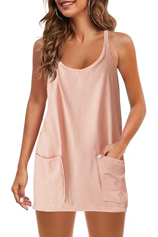 Womens Summer Sleeveless Mini Dress V Neck Spaghetti Strap Sundress ...