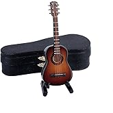 Amazon.com: Dselvgvu Wooden Miniature Guitar with Stand and Case Mini ...