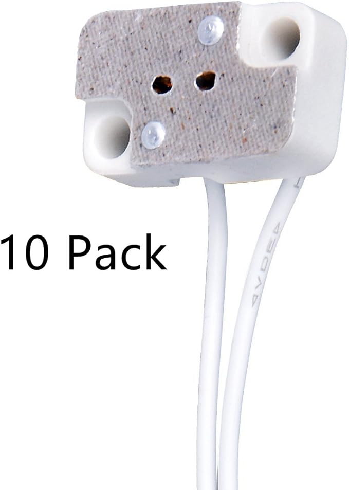 10 Pack MR16 MR11 Rectangular Ceramic Socket Lamp Holder with 6 inch ...