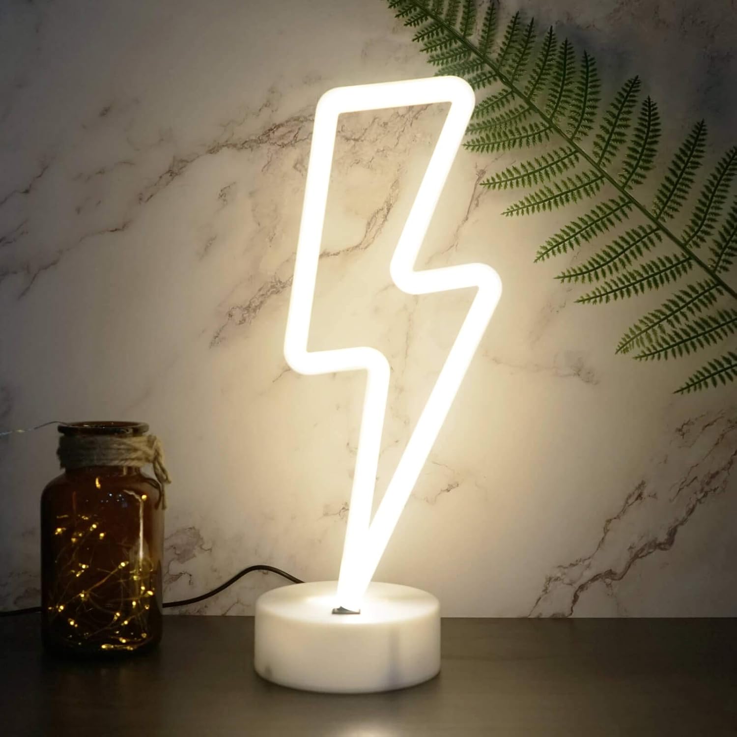 YIVIYAR LED Neon Light Sign, Lightning Bolt Neon Sign with Holder, USB ...