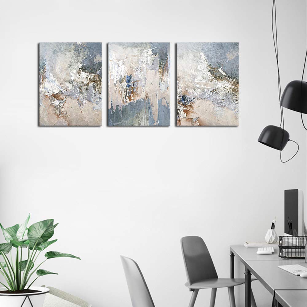Abstract Canvas Wall Art Modern Abstract Painting Prints Blue Grey ...